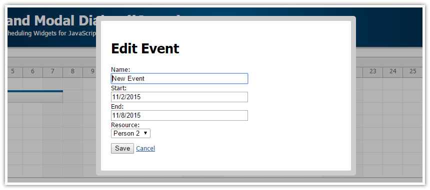 Html5 Scheduler And Modal Dialog Jquery Daypilot Code